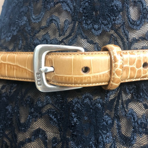 Ralph Lauren | Accessories | Ralph Lauren Croc Embossed Camel Belt ...